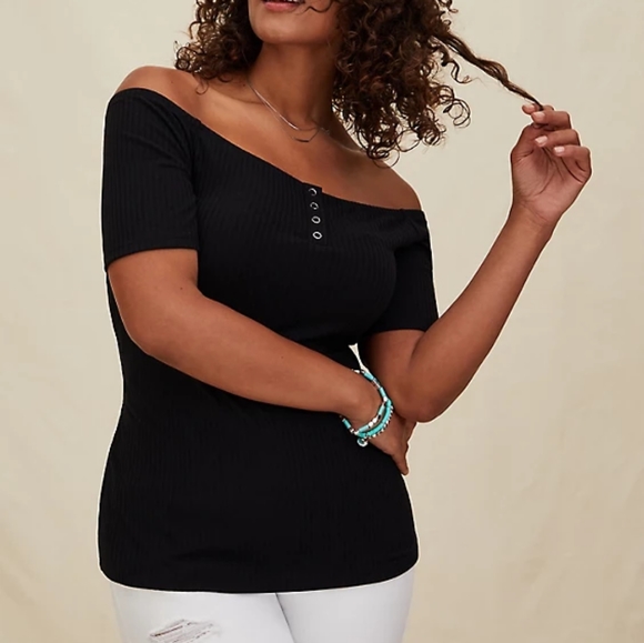 torrid | Tops | Torrid Off Shoulder Ribbed Henley Top | Poshmark